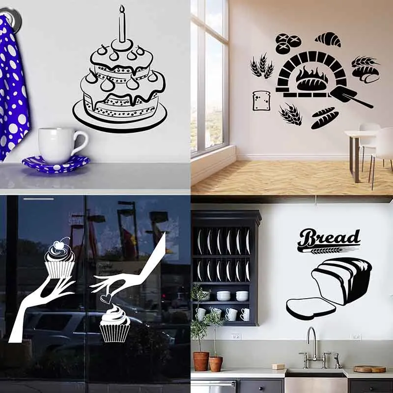 Bakery Shop Logo Wall Decal Cake Kitchen Dessert Pastry Sweets Vinyl ...