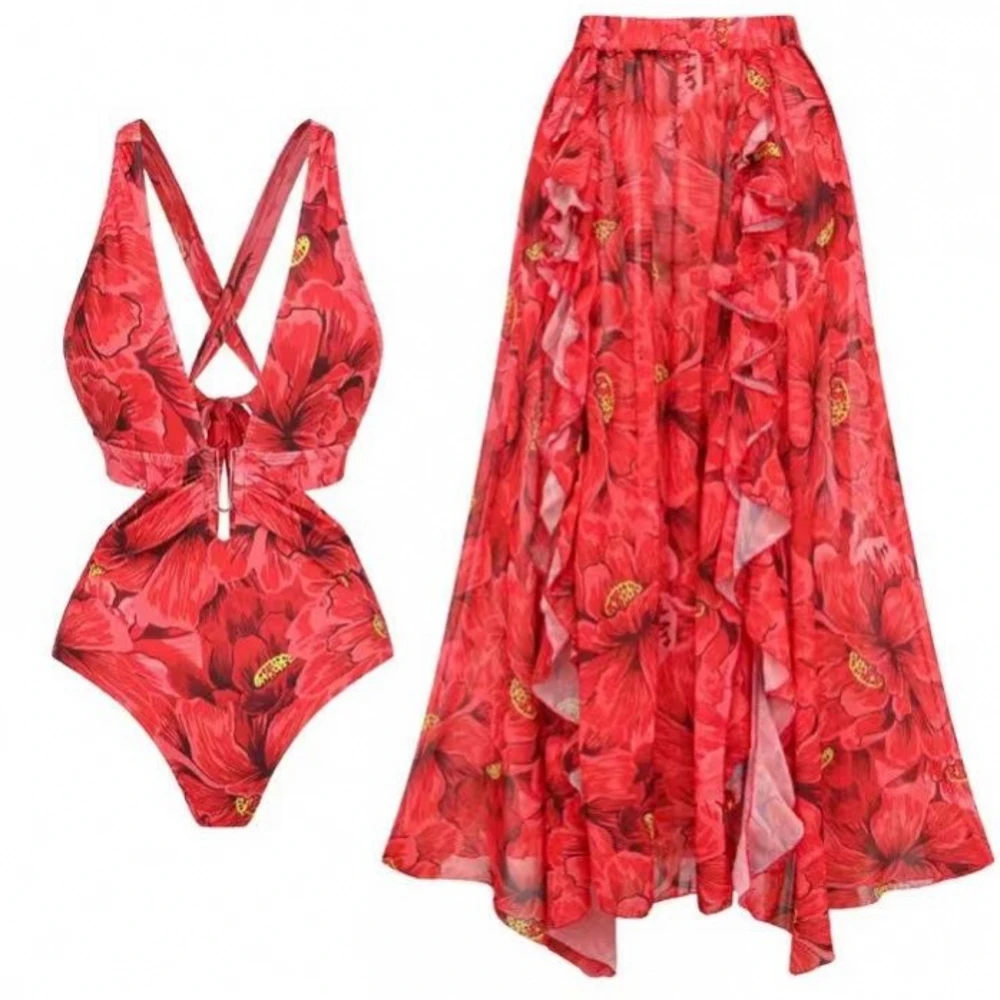 Vintage Women Swimwear One Piece Swimsuit Luxury Bikini Backless Beach ...