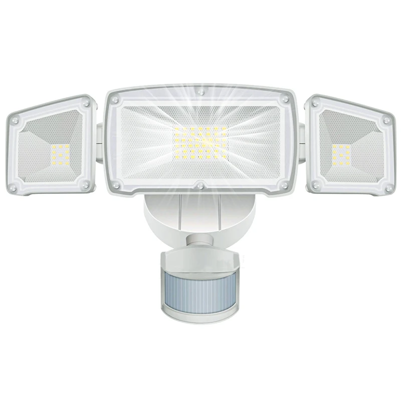 White-Adjustable-Security-Light-With-Sport-Sensor-Motion-Detection ...