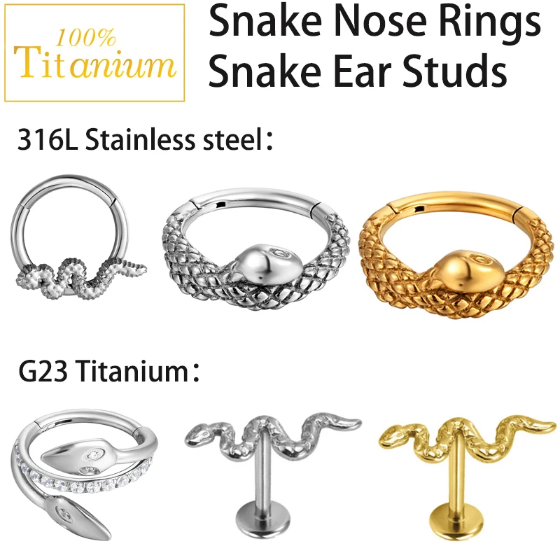 1Pc-Surgical-Steel-Snake-Nose-Ring-Zircon-Septum-Piercing-Earrings-G23 ...