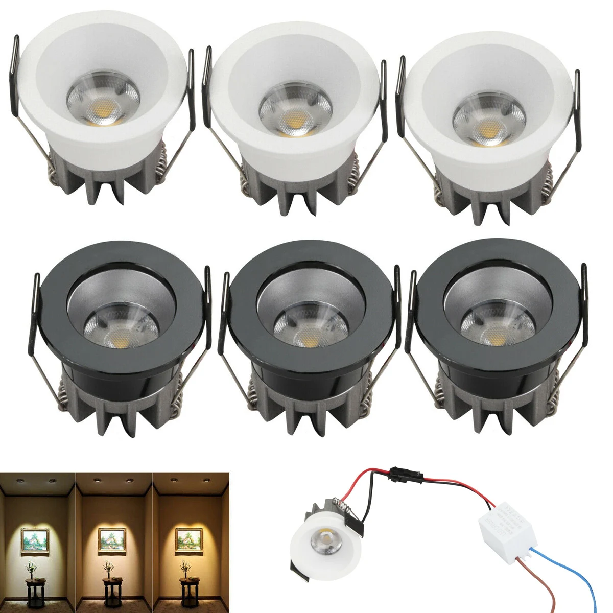 5Pcs-40mm-1-57inch-Dimmable-Mini-LED-COB-Downlights-3W-110V-220V ...