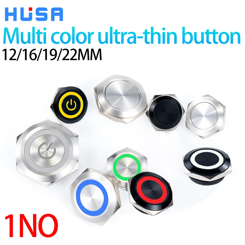 12-16-19-22MM-1NO-Ultra-Short-Metal-Push-Button-Switch-Self-Resetting ...