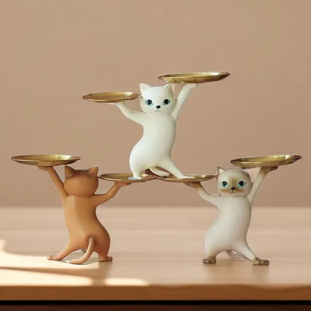 Creative Cat Figurine with Tray - Touch of Decor