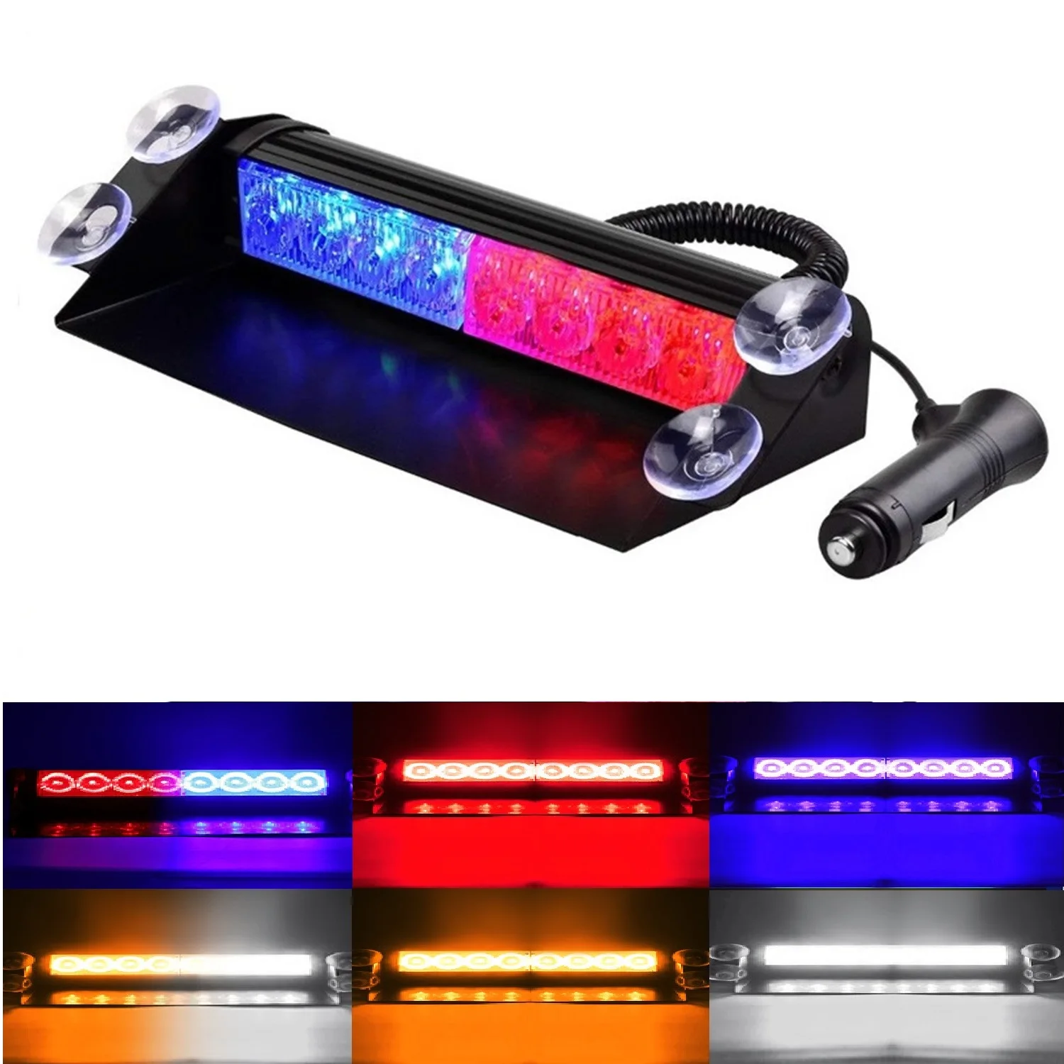 8smd-Car-LED-Strobe-Light-Police-Lights-Signal-Lamp-Flash-Dash ...