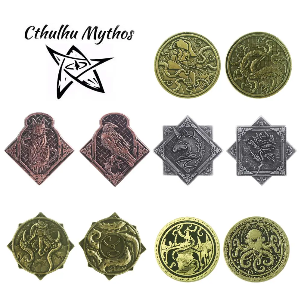 Cthulhu Mythos Coins Keychain Necronomicon Coin Double -sided Keychains ...