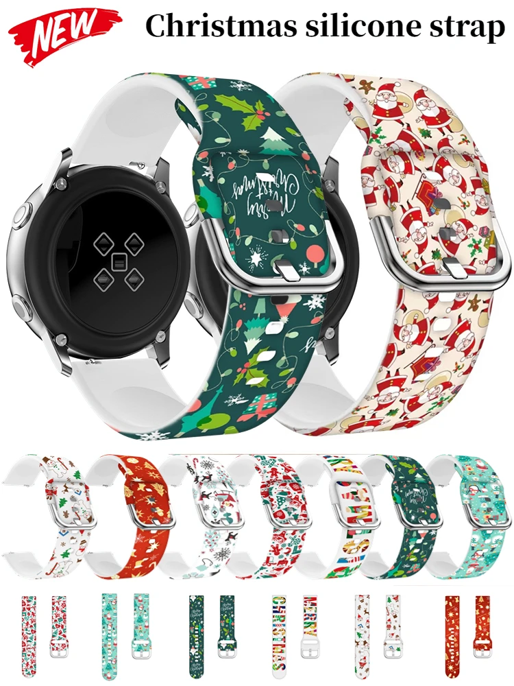 Festive Christmas Style Silicone Wristband - 20mm/22mm Adjustable Strap ...