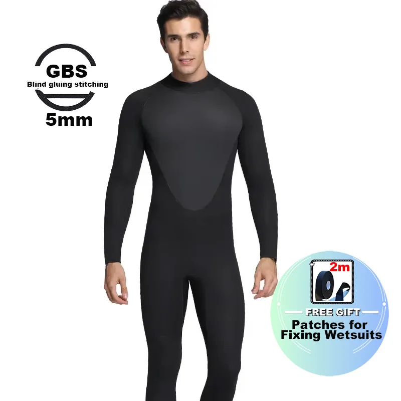Scuba Diving Suit for Men, 5mm Neoprene Wetsuit Winter Swimsuit, One ...