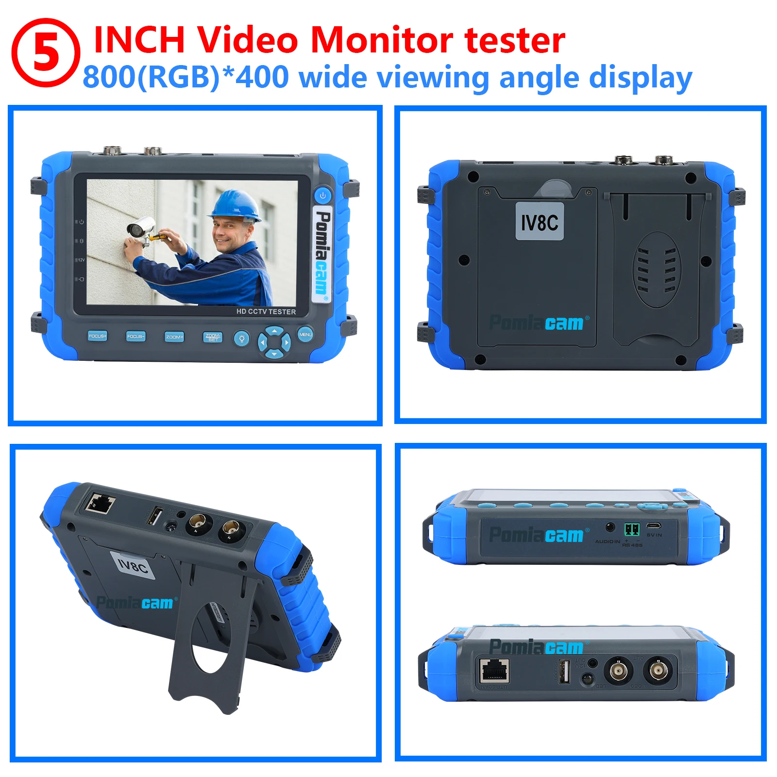Touch Screen Monitor CCTV Tester Monitor 5 Inch Touch Screen IP AHD TVI ...
