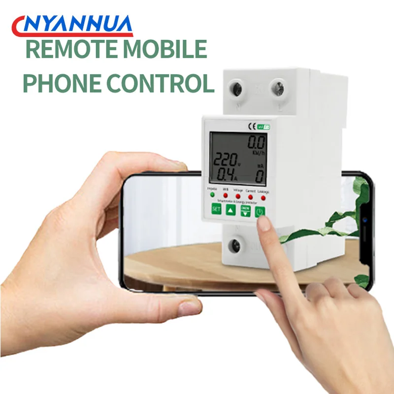 Tuya-APP-WIFI-Smart-Energy-Meter-2P-63A-kWh-Meter-Wattmeter-Over-Under ...