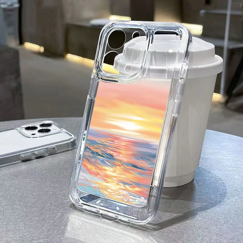 Aesthetic-Sky-Sea-Sunset-Transparent-Case-For-Xiaomi-Redmi-12C-13C-Note ...