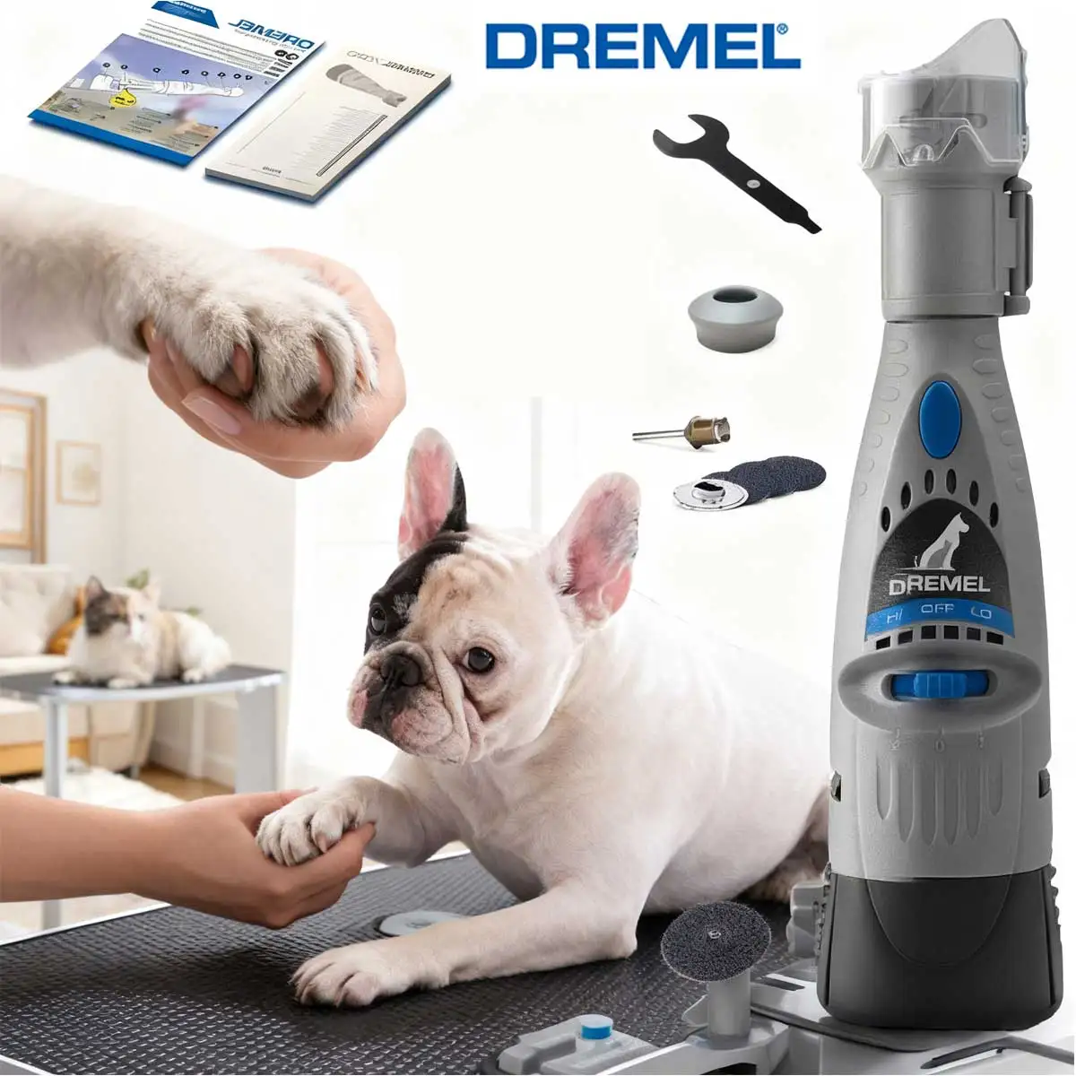 Dremel Electric Pet Nail Grinder Quiet 2-Speed Wireless Nail Trimmer ...
