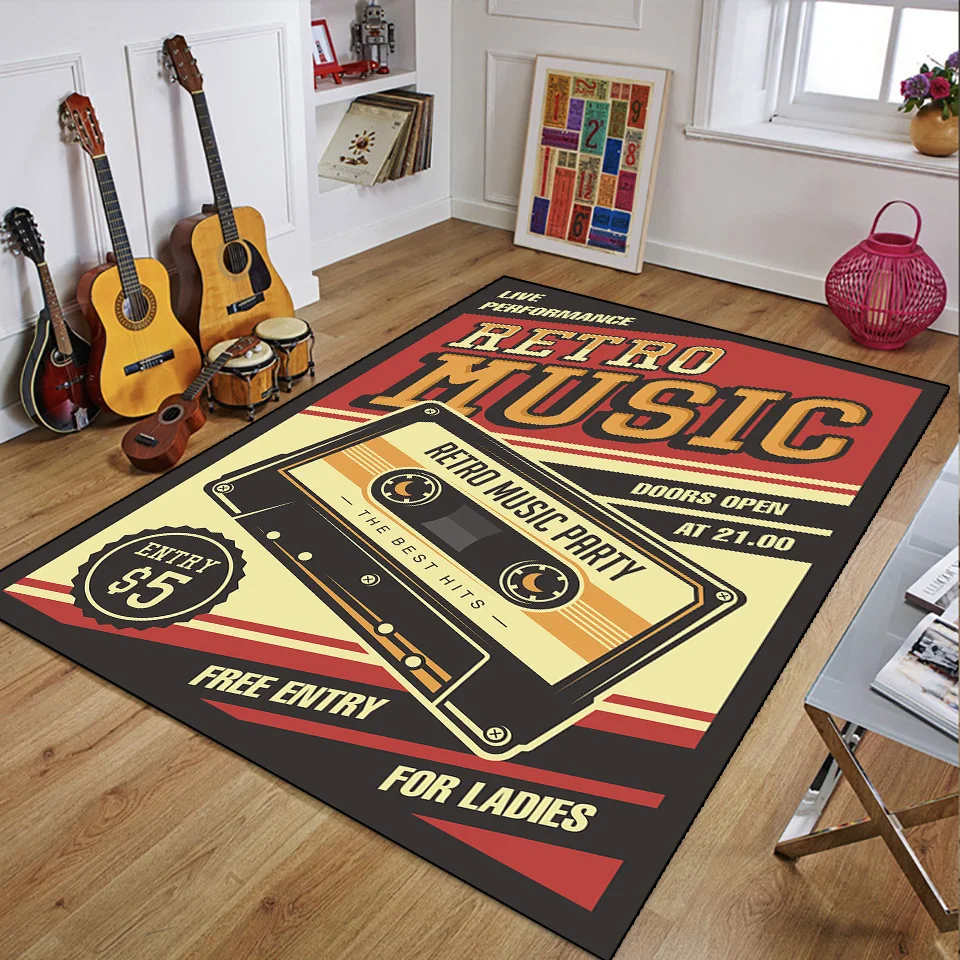 Retro-Music-Rugs-for-Bedroom-Decoration-Vintage-Guitar-Big-3D-Printed ...