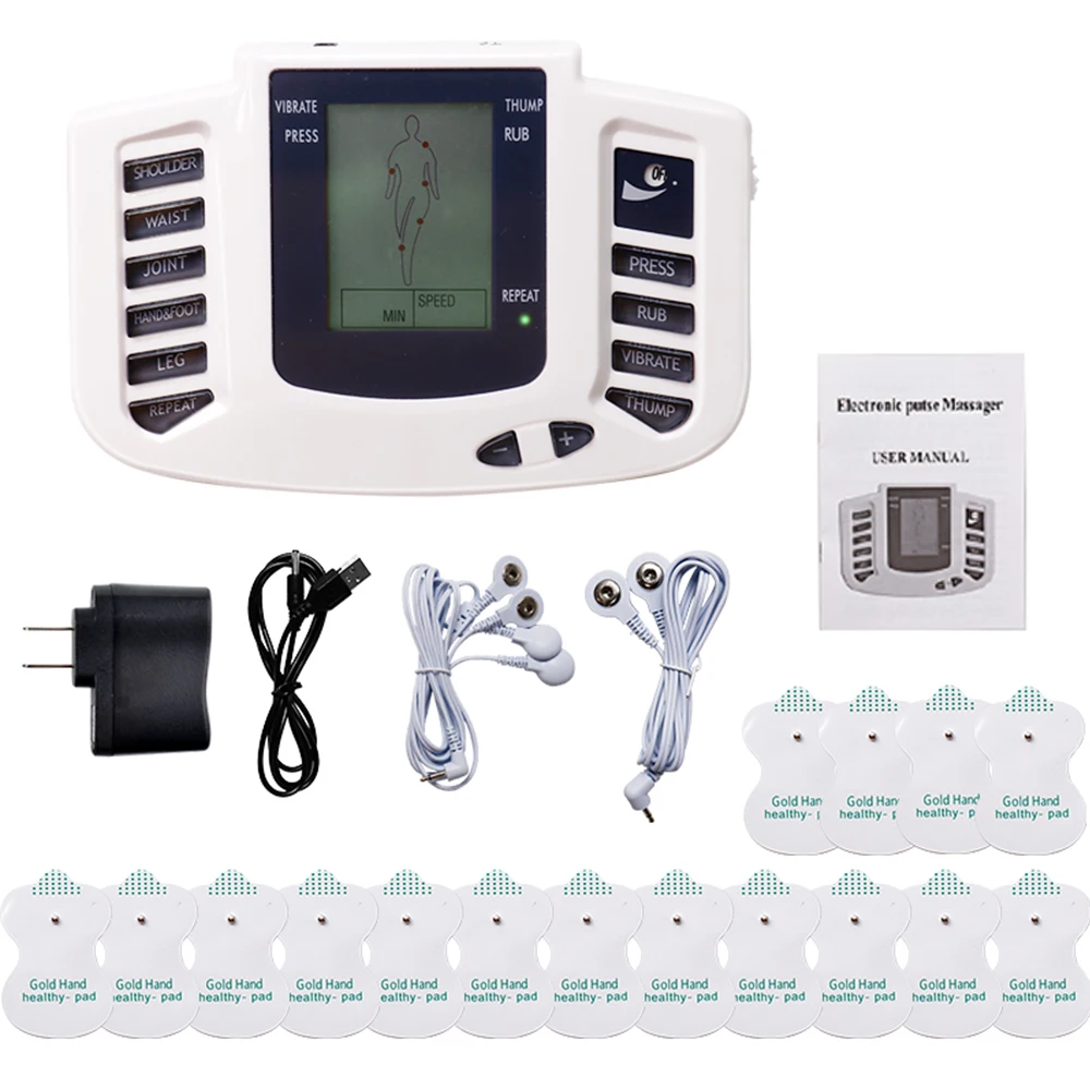 Electrical-EMS-Tens-Massage-10-Level-16-Pads-Pulse-Acupuncture-Muscle ...
