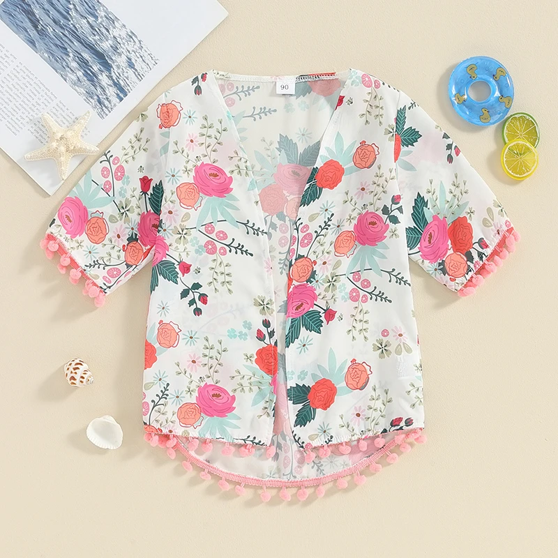 Toddler-Baby-Girl-Swim-Cover-Up-Sunscreen-Short-Sleeve-Floral-Open ...