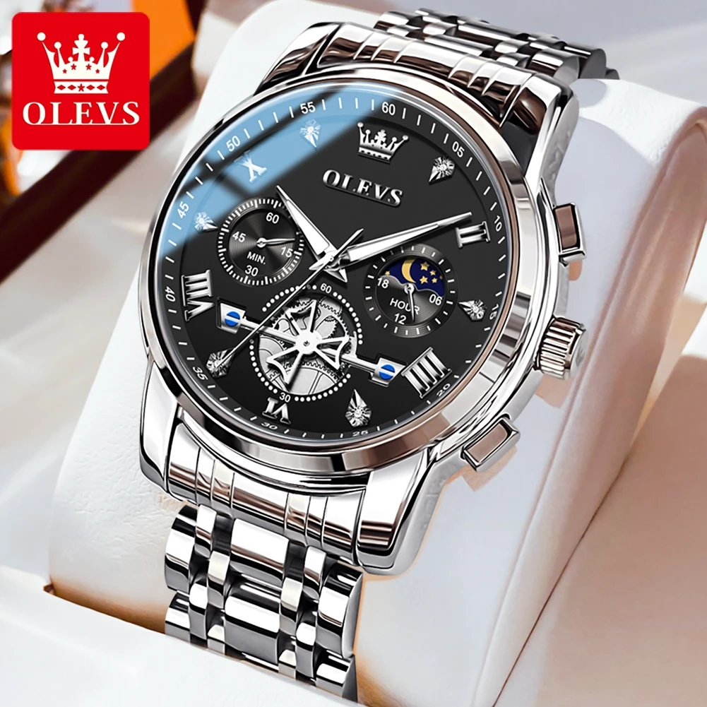 OLEVS 2856 New Men's Watches Luxury Classic Flywheel Design Waterproof ...