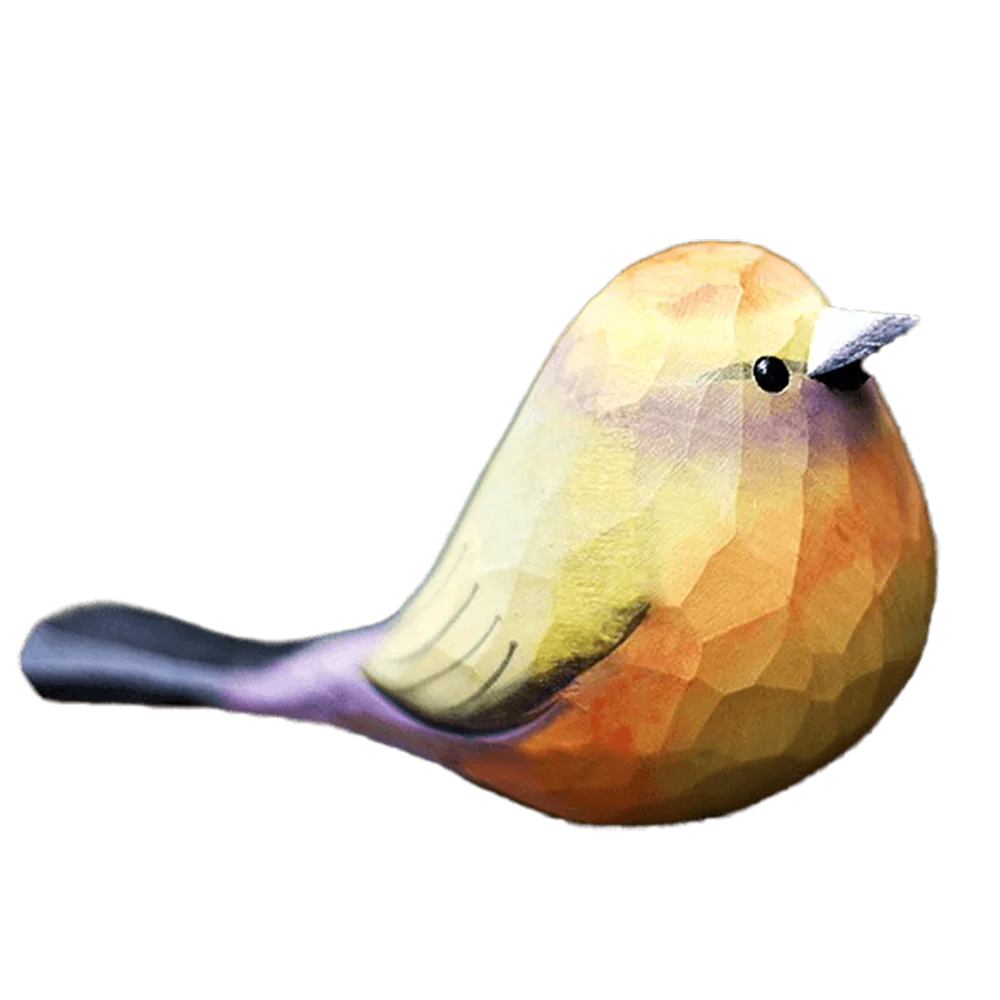 Festooned-Sparrow-Warbler-Wood-Carving-Little-Fat-Bird-Handmade-Desktop ...