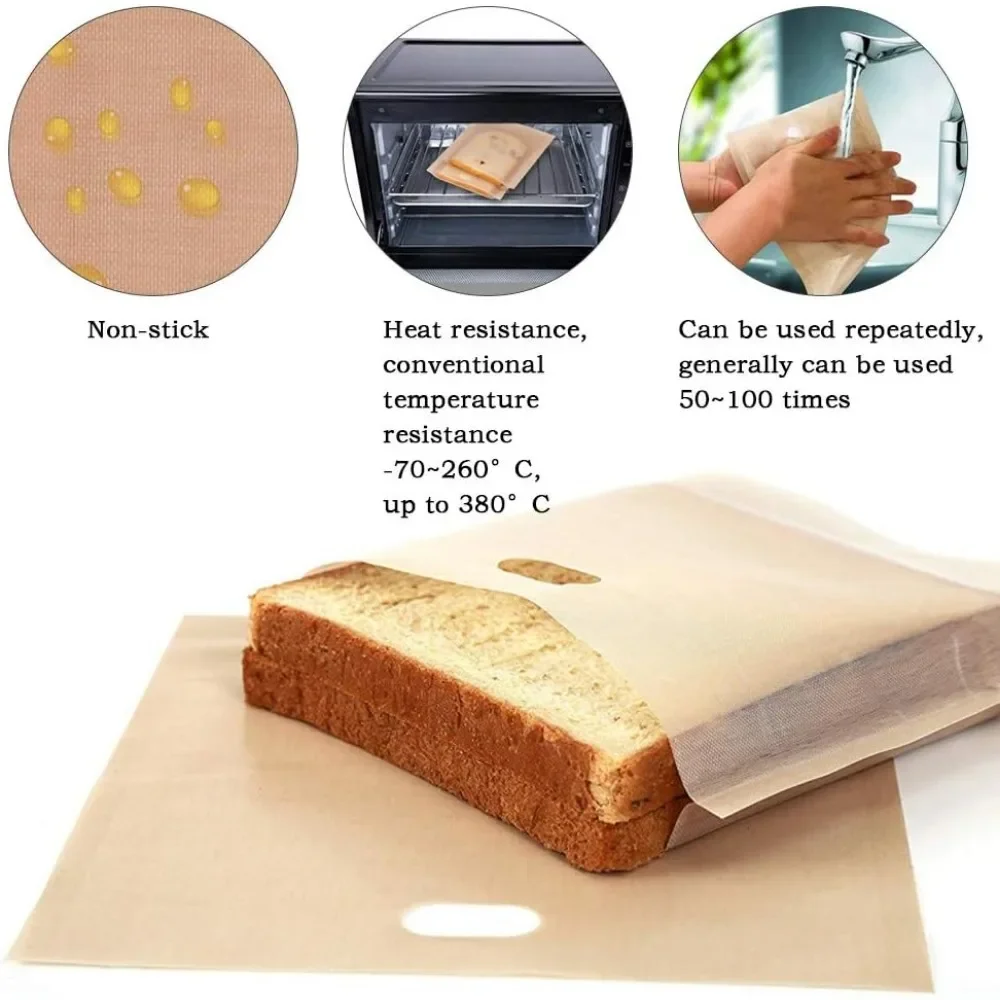 10PCS Non-stick Baked Toast Bread Bags Toaster Bags for Can Be Reused ...