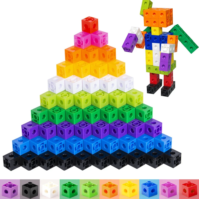 200-100Pcs-Mathematics-Linking-Cube-Number-Blocks-Interlocking ...