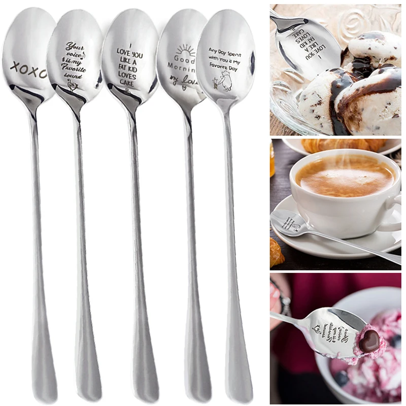Valentines Day Stainless Steel Milk Coffee Spoons Wedding XOXO Ice ...