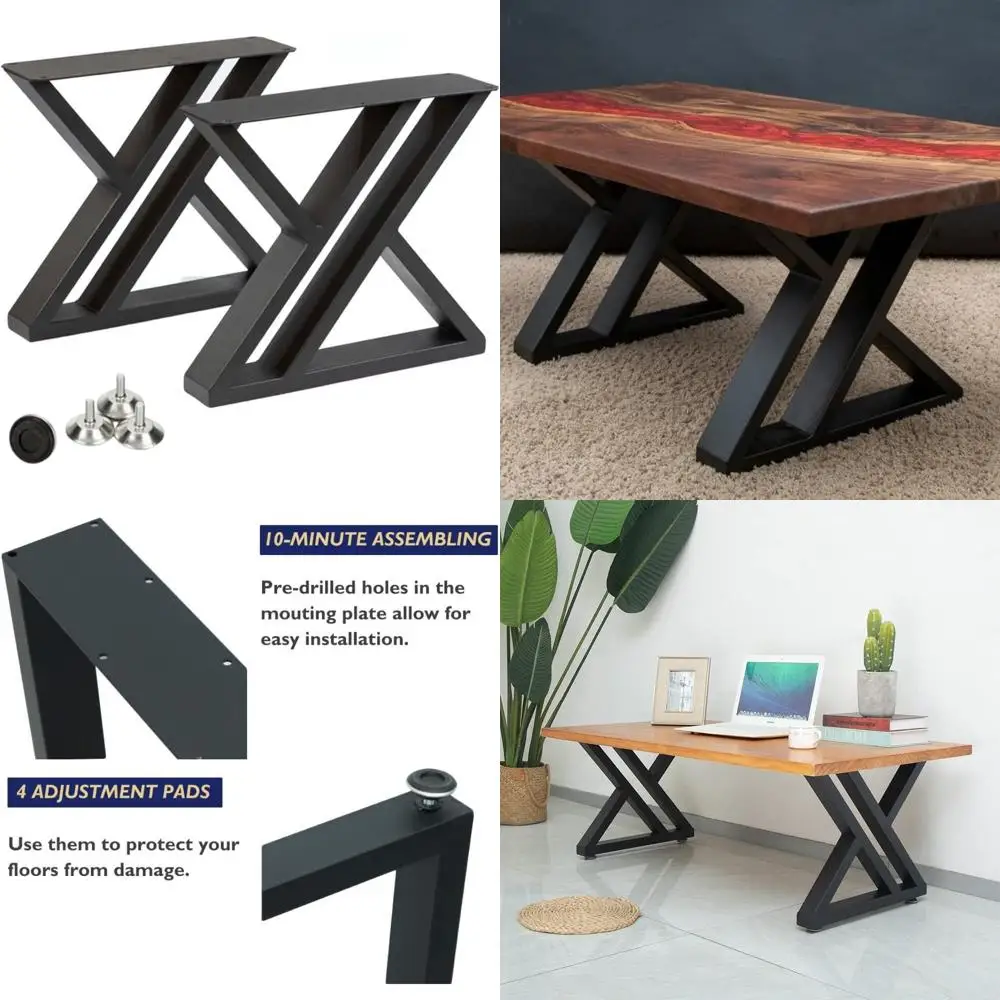 Industrial Modern Metal Coffee Table Legs, Black Desk Legs for Bench ...