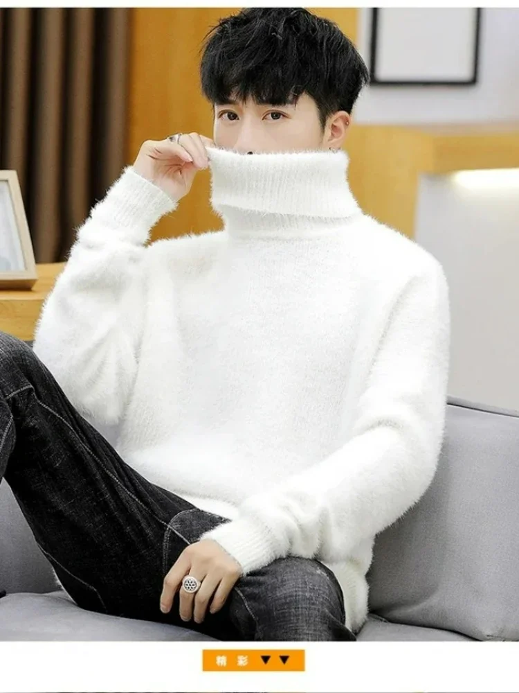 Pull-blanc-col-roul-pour-hommes-Pull-la-mode-pour-hommes-V-tements-M ...