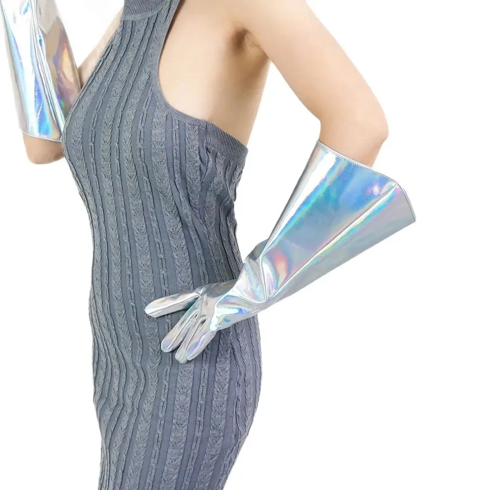 Patent-Long-Gloves-Unisex-Faux-Leather-Wide-Balloon-Puff-Sleeves-Large ...