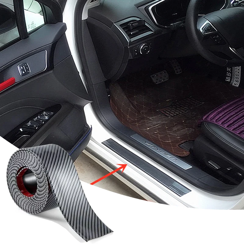 Carbon-Fiber-Car-Decorating-Stickers-Threshold-Step-Protector-Door-Ding ...