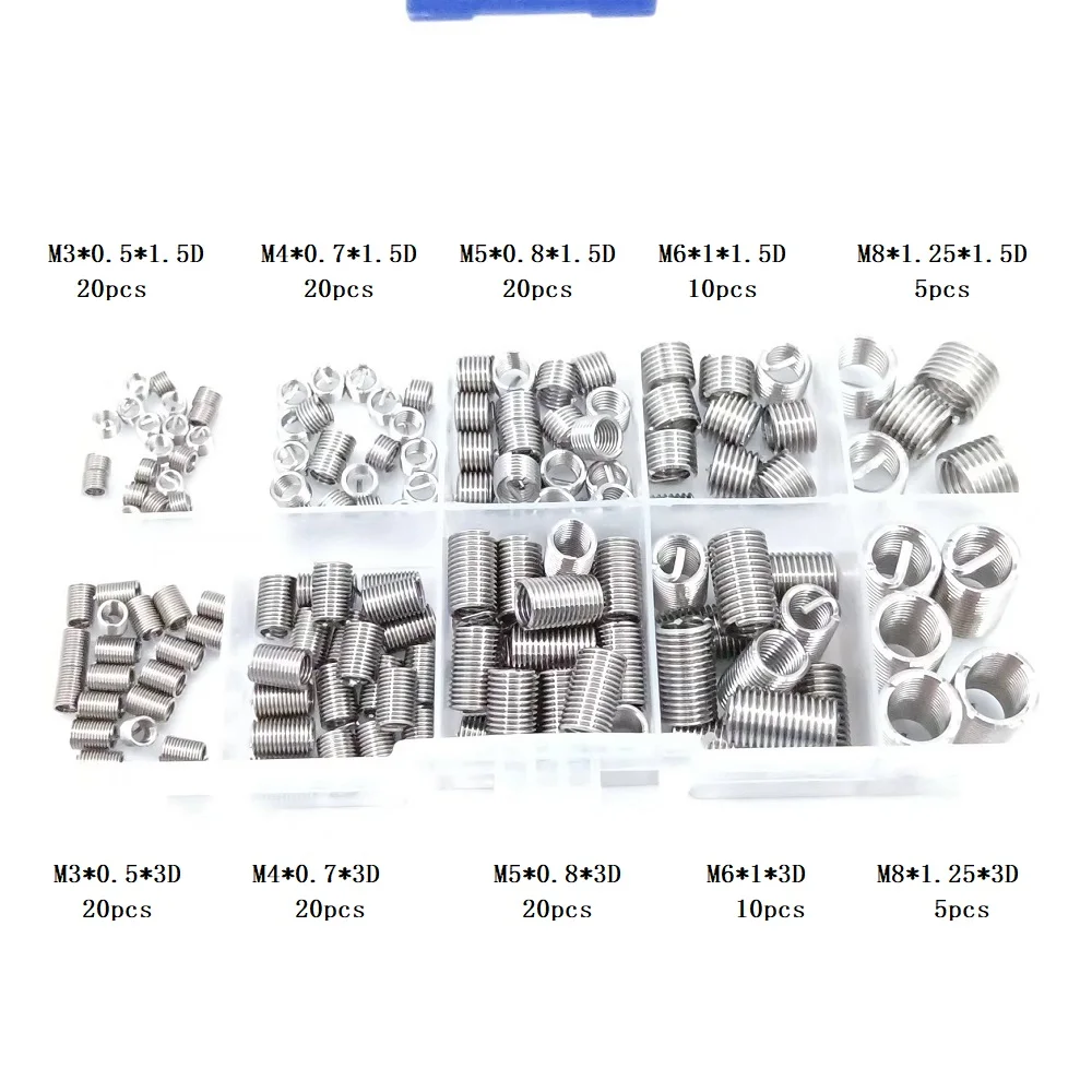 150pcs-M3-M4-M5-M6-M8-Thread-Repair-Insert-Kit-Set-Stainless-Steel ...