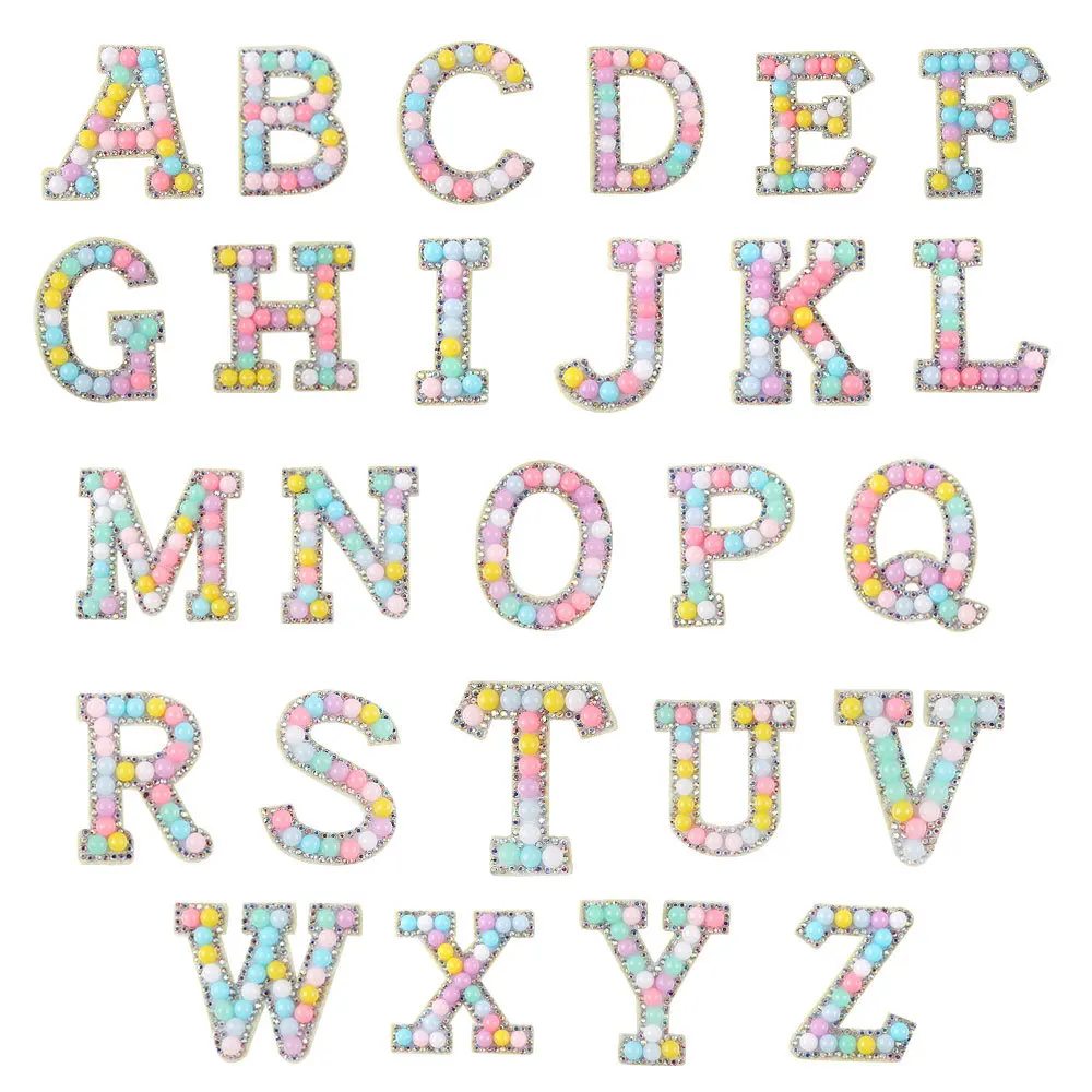 26-Uds-parche-de-letras-perla-MRS-novia-apliques-de-diamantes-de ...