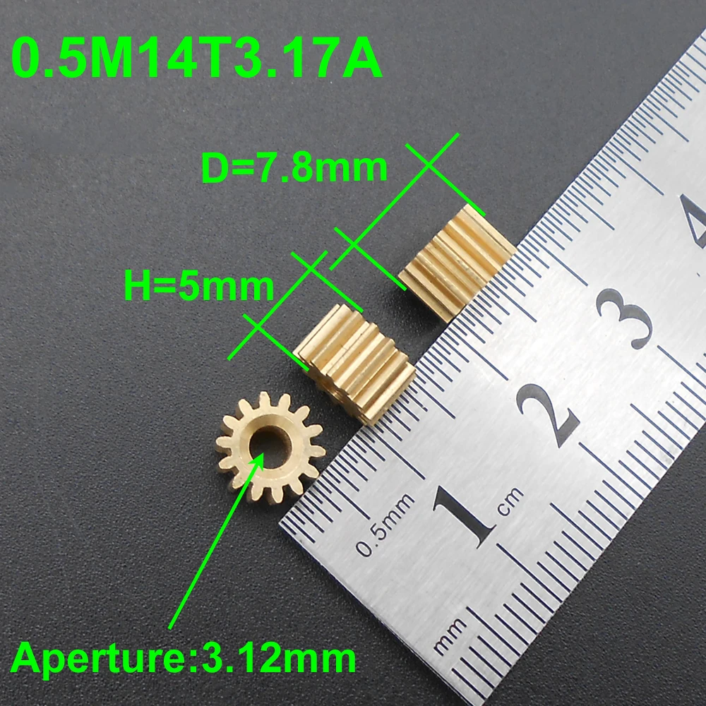 100Pcs-Lot-0-5M-14T-14-Teeth-Brass-Spur-Gear-Pinion-Bore-Aperture-3 ...