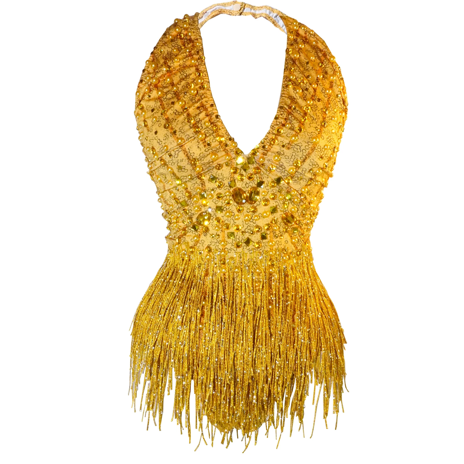 Sexy-yellow-crystal-bodysuit-fringe-nightclub-party-DS-performance ...