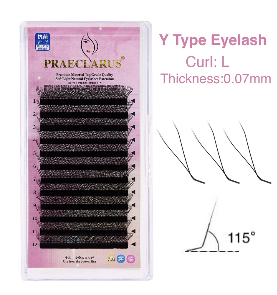 12Rows-PRAECLARUS-YY-Shape-Individual-Eyelash-Extension-L-Curl-Soft ...