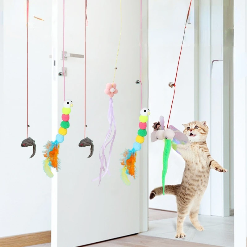 Cat Toy Swing Sticky Disc Elastic Hanging Door Teasing Cat Rope Long ...