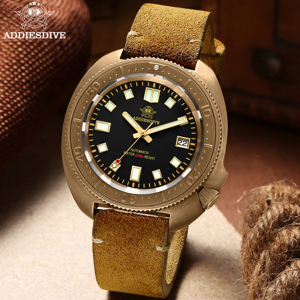 ADDIESDIVE-Men-s-Bronze-Automatic-Watches-Sapphire-Glass-Leather-Analog ...