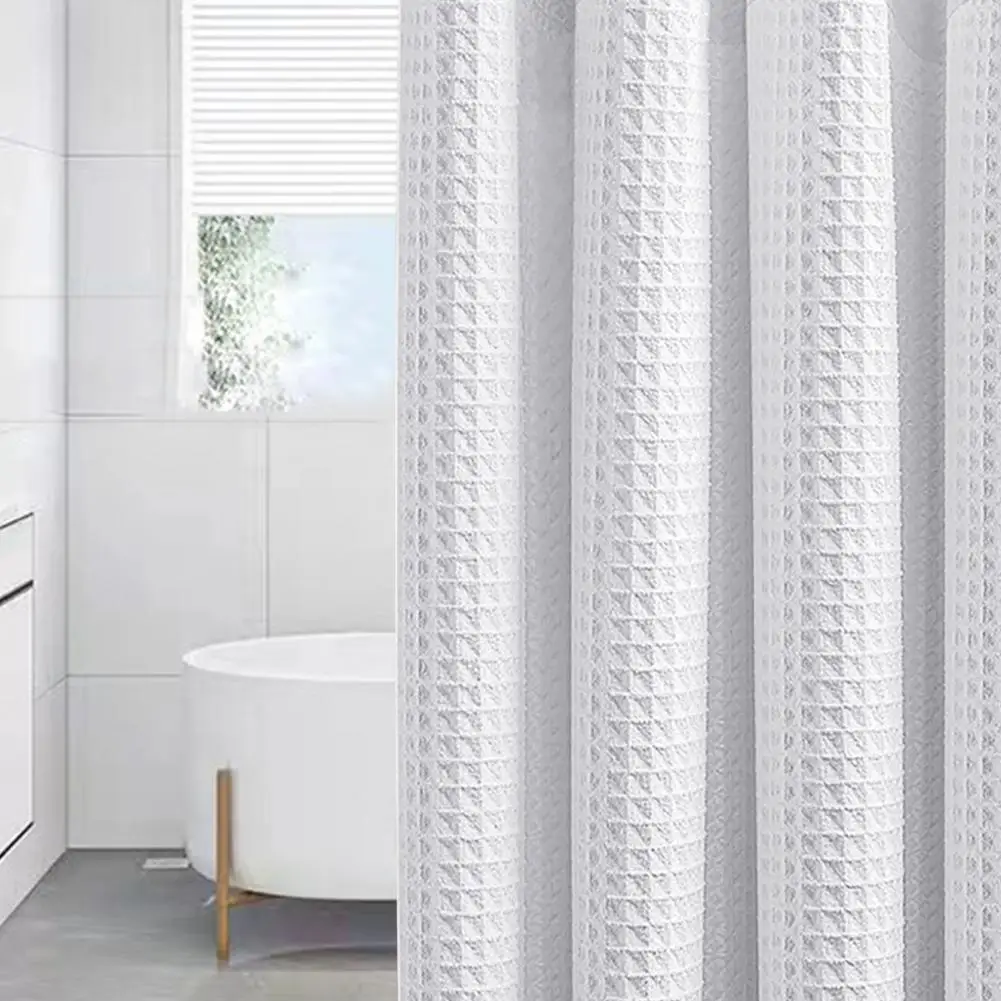 Shower Curtain Waffle Design Waterproof Curtain For Home Bathroom Hotel ...
