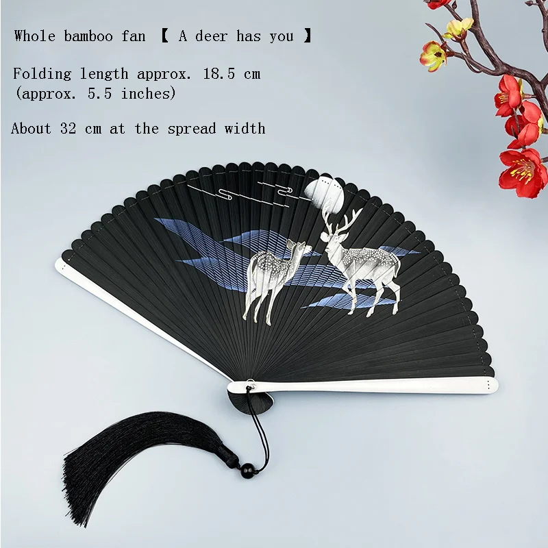 Chinese-Style-Bamboo-Fan-Retro-Fawn-Classical-Cheongsam-Hanfu-Hand-Fan ...