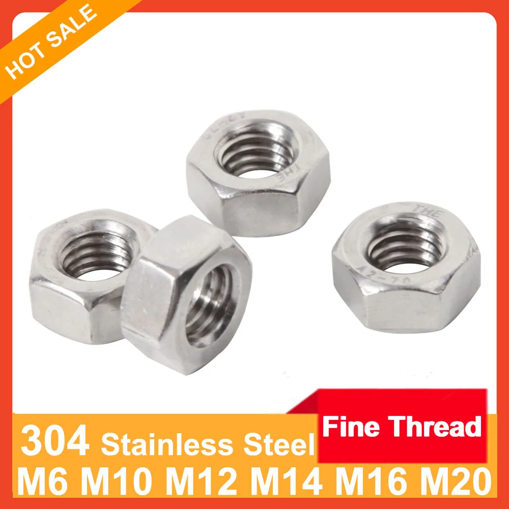 Fine-Thread-Nuts-M6-M10-M12-M14-M16-M20-DIN934-304-A2-70-Stainless ...