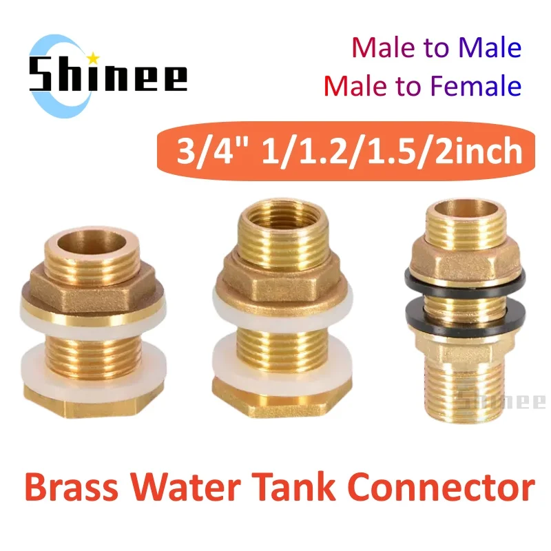 3-4-1inch-Brass-Water-Tank-Connector-Silicone-Gasket-Copper-Pipe-Fish ...