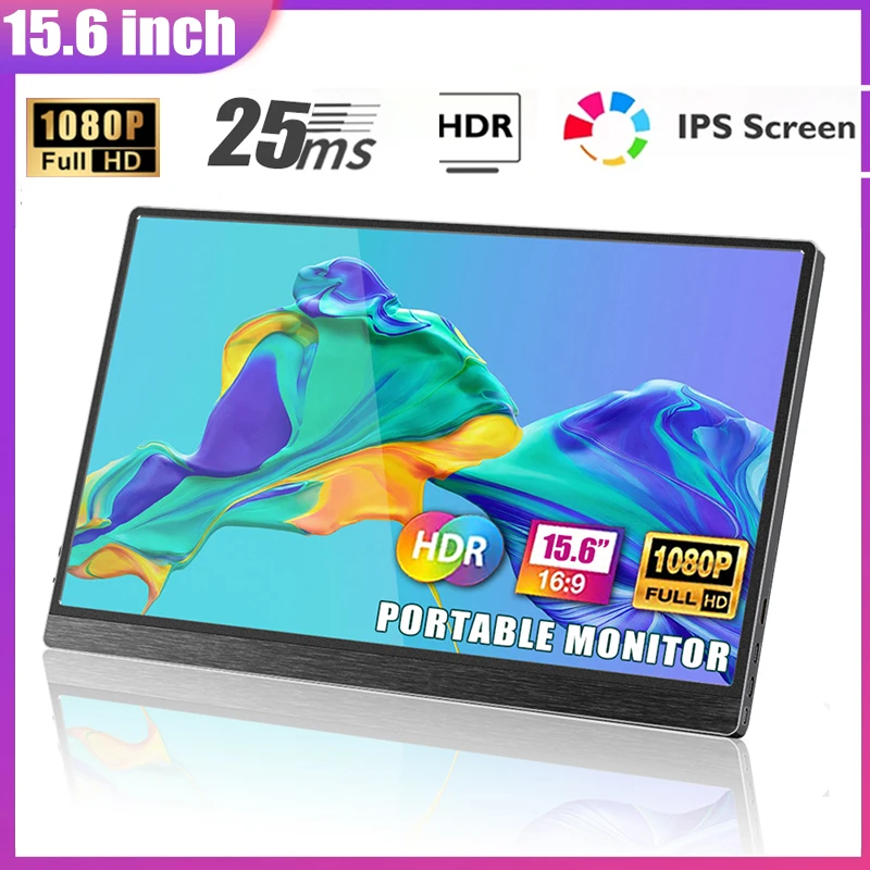 15.6 Polegada 1920*1080 Monitor Portátil HDMI USB TypeC Segunda Tela ...