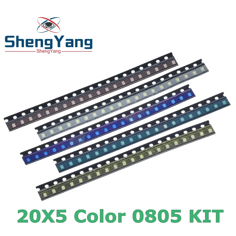1pack=100pcs 5 Colors SMD 0805 Led DIY kit TZT Ultra Bright Red/Green ...