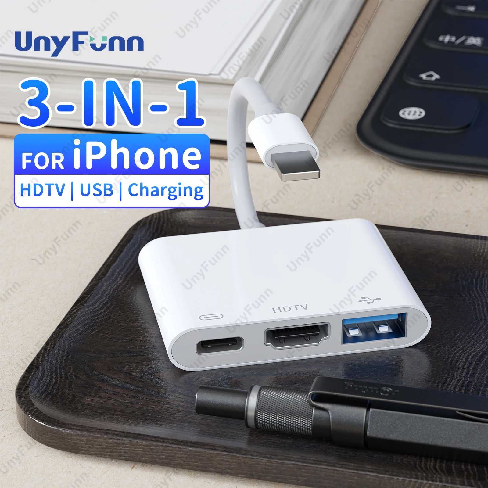 3in1 HDTV Adapter for iPhone with Charging Port iPhone to HDTV OTG ...