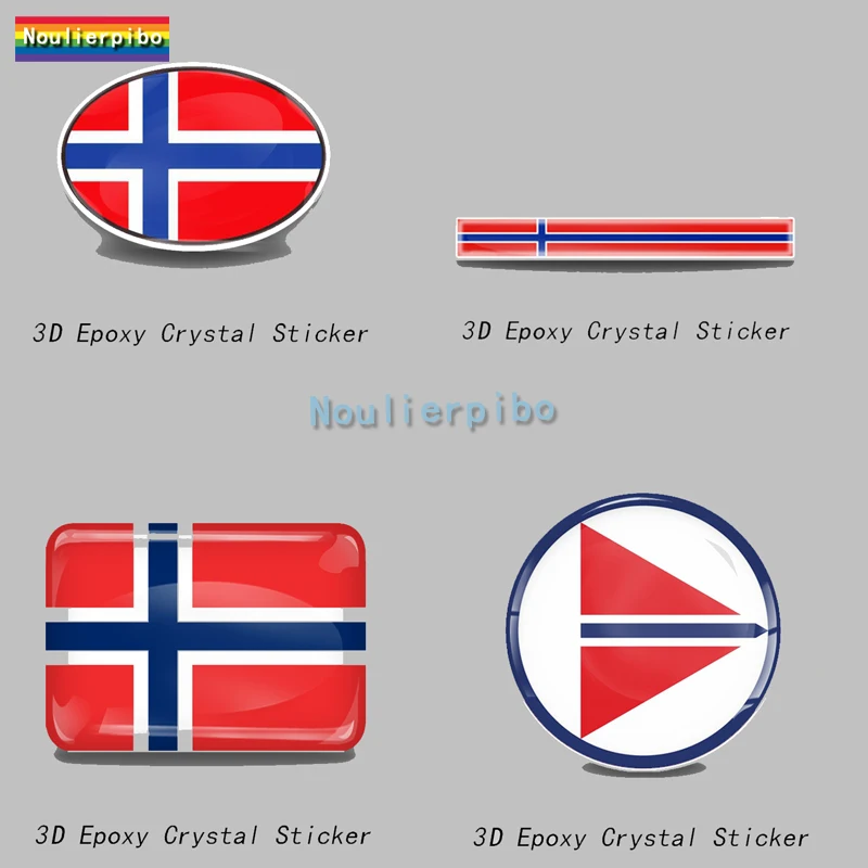 3D Epoxy Resin Car Dome Sticker Norway Flag National Emblem PVC Car ...