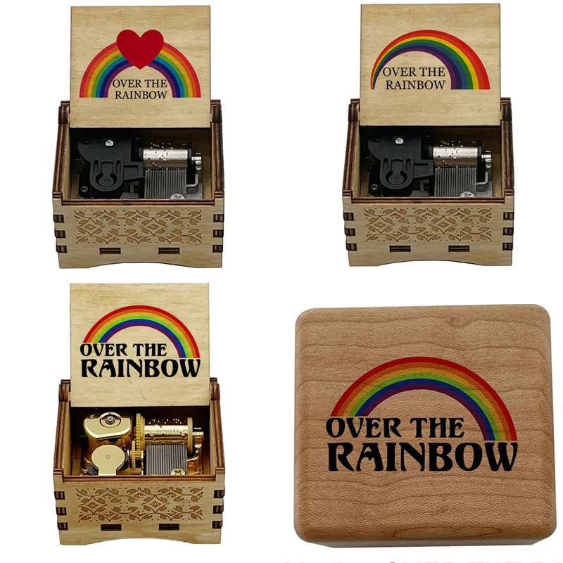 Somewhere Over the Rainbow Music Box Wooden wind up Gifts Birthday Gift ...
