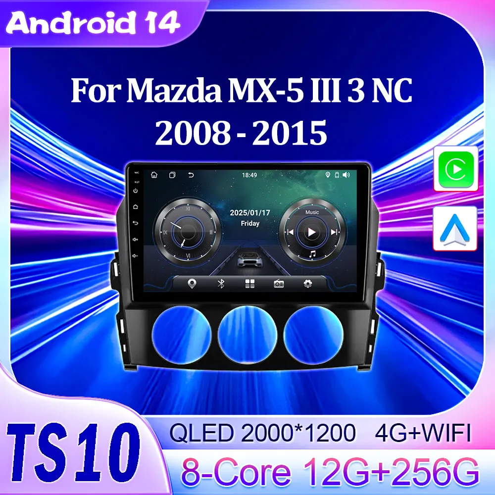 2Din Car Radio Stereo Multimedia Player Android 14 For Mazda MX-5 III 3 ...