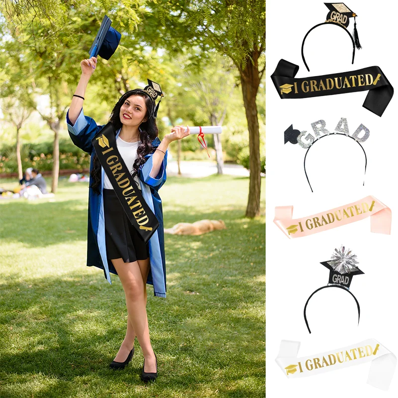 2024-Graduated-Satin-Sash-Grad-Gold-Glitter-Crown-for-Congratulate ...