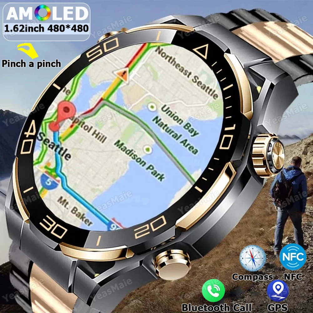 New NFC Smartwatch Men 4GB ROM Bluetooth Call Compass Sound Recording ...