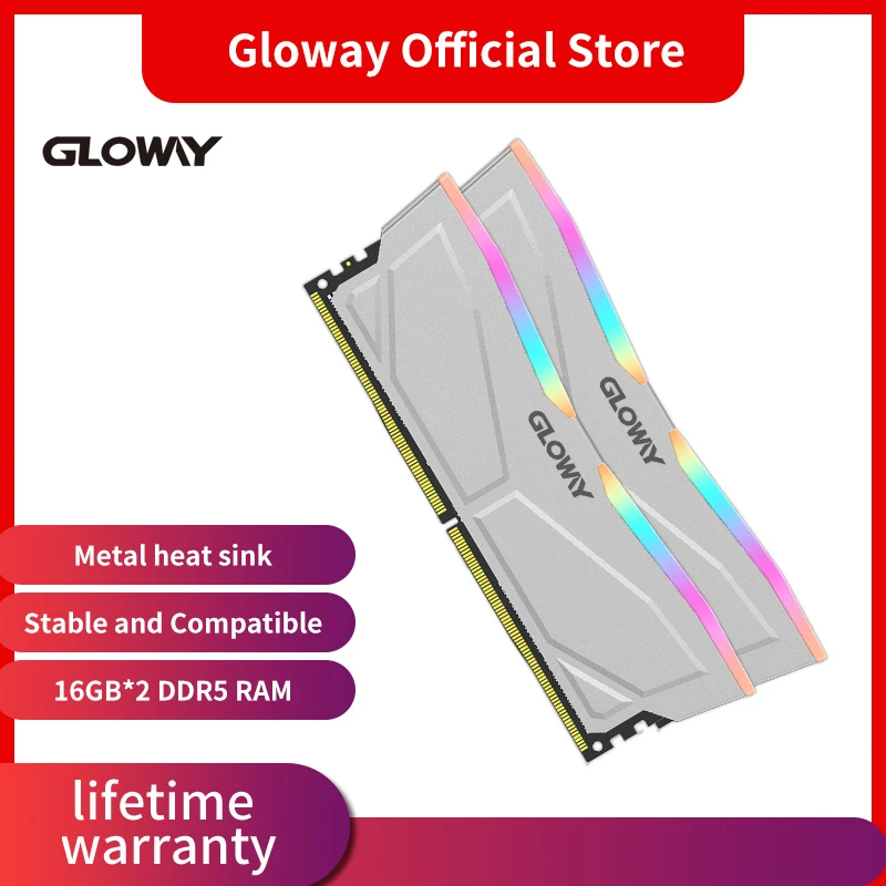 Gloway memória ram rgb ddr5 6000mhz memória dimm 16gb x 2 pces 6400mhz ...