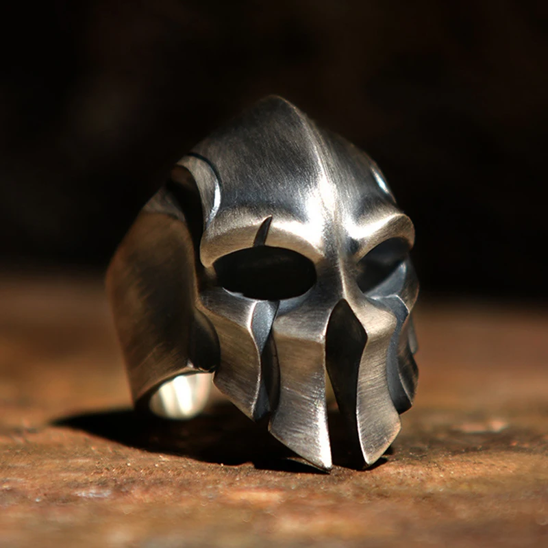 Europe-and-America-Retro-Punk-Spartan-Warrior-Mask-Mens-Open-Rings-for ...