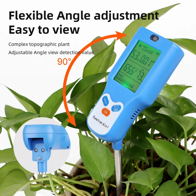 Ph Meter 6-in-1 Smart Soil Tester With 90u00b0 Rotatable Screen - An ...
