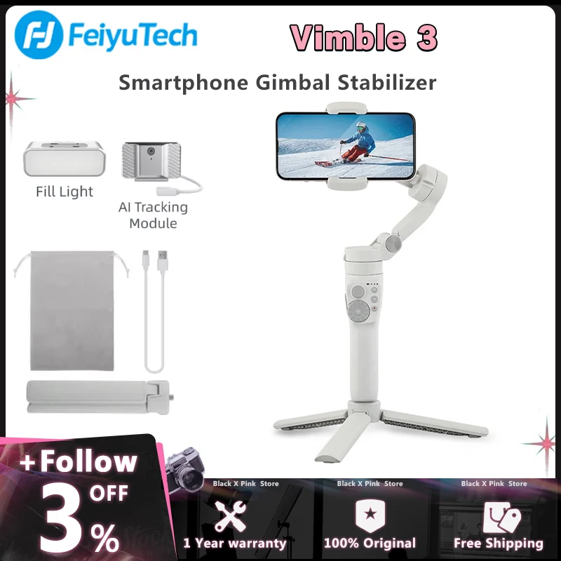 FeiyuTech-Vimble-3-Built-In-Extension-Rod-3-Axis-Smartphone-Handheld-Gimbal-and-Foldable-for ...